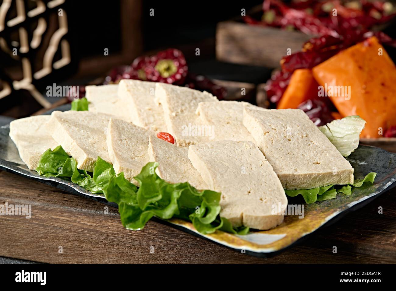 A plate of fresh soft tofu slices Stock Photo - Alamy