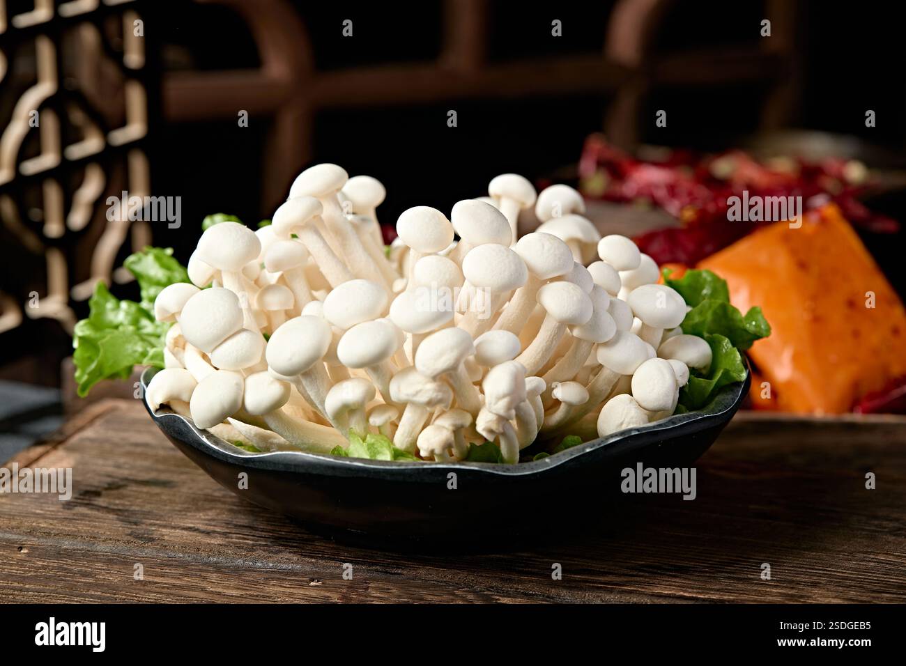 Fresh hot pot side dish white jade seafood mushroom Stock Photo - Alamy