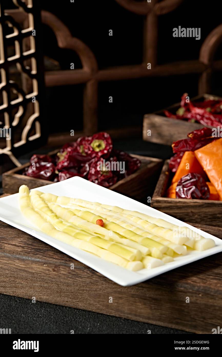 Fresh hot pot side dish bamboo shoots Stock Photo - Alamy