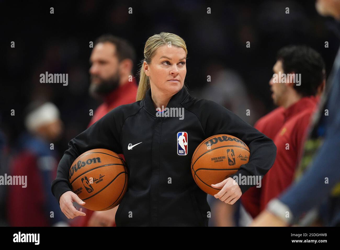 Referee Jenna Schroeder in the first half of an NBA basketball game ...