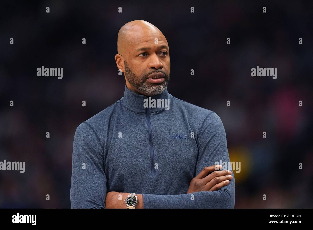 Orlando Magic head coach Jamahl Mosley () in the first half of an NBA ...