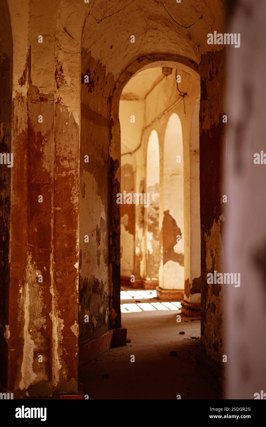 The corridor of an ancient building in Lucknow city of Uttar Pradesh ...