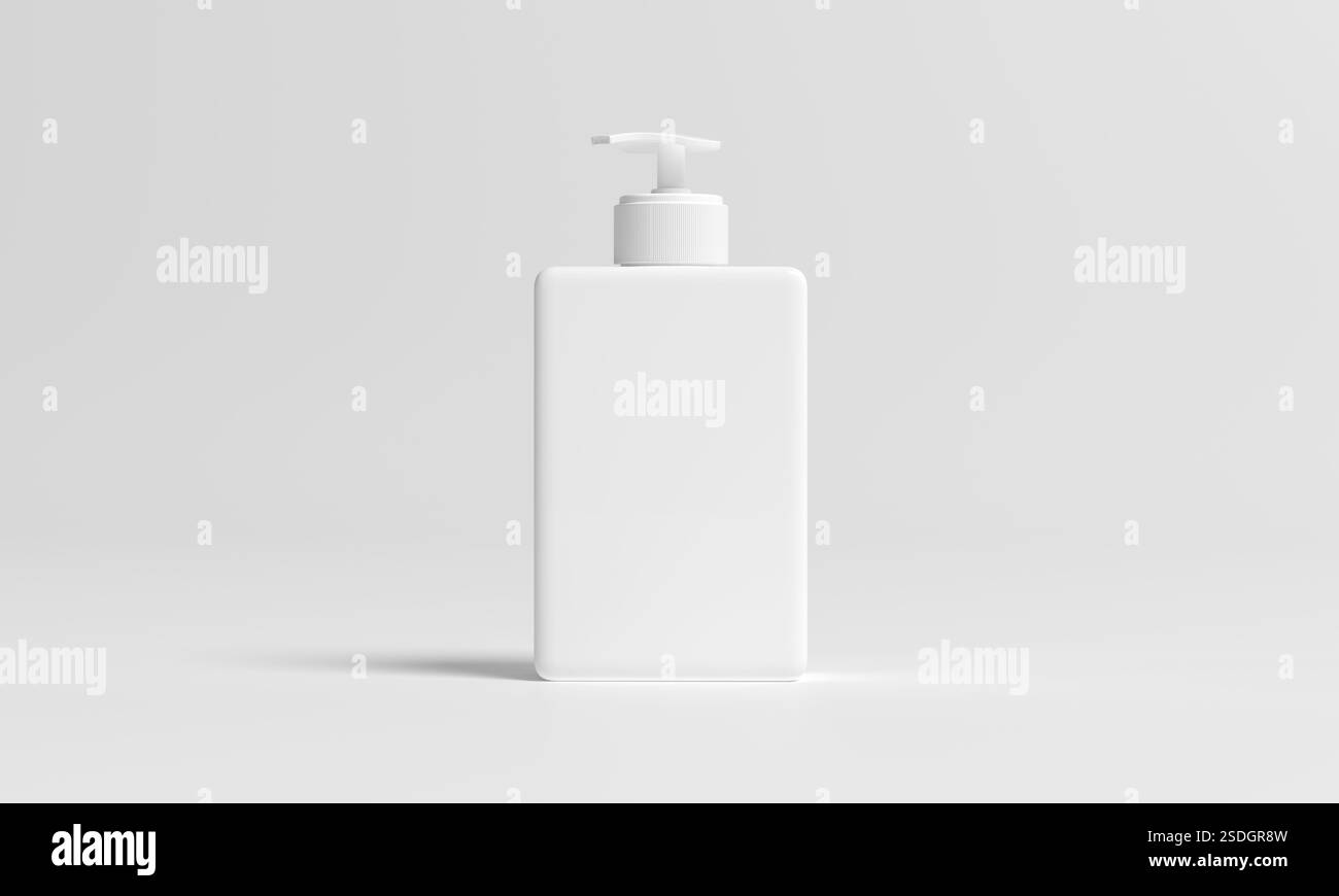 Minimalistic square pump bottle for branding mockup Stock Photo - Alamy