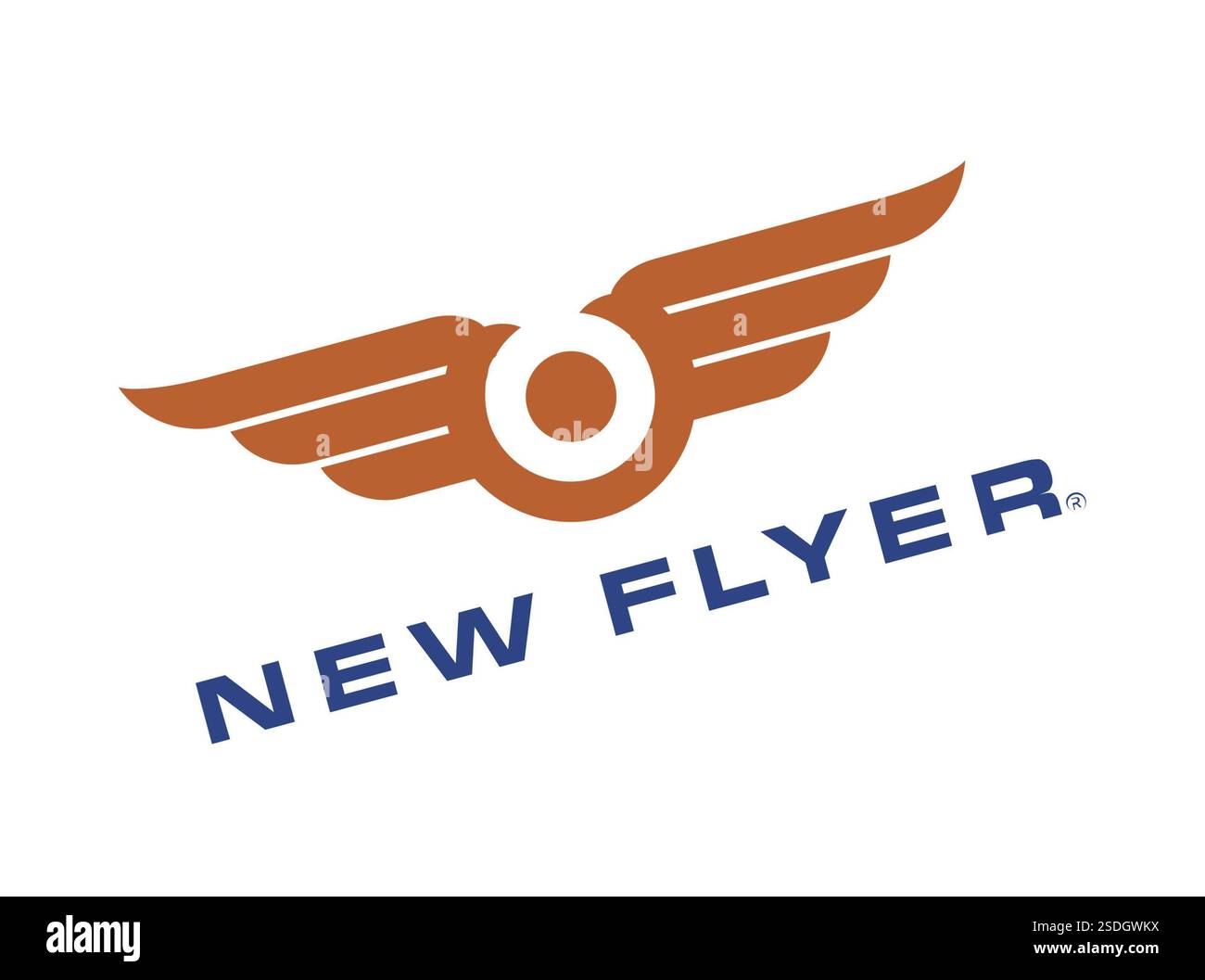 Turned to the left, logo New flyer, logo Stock Photo - Alamy
