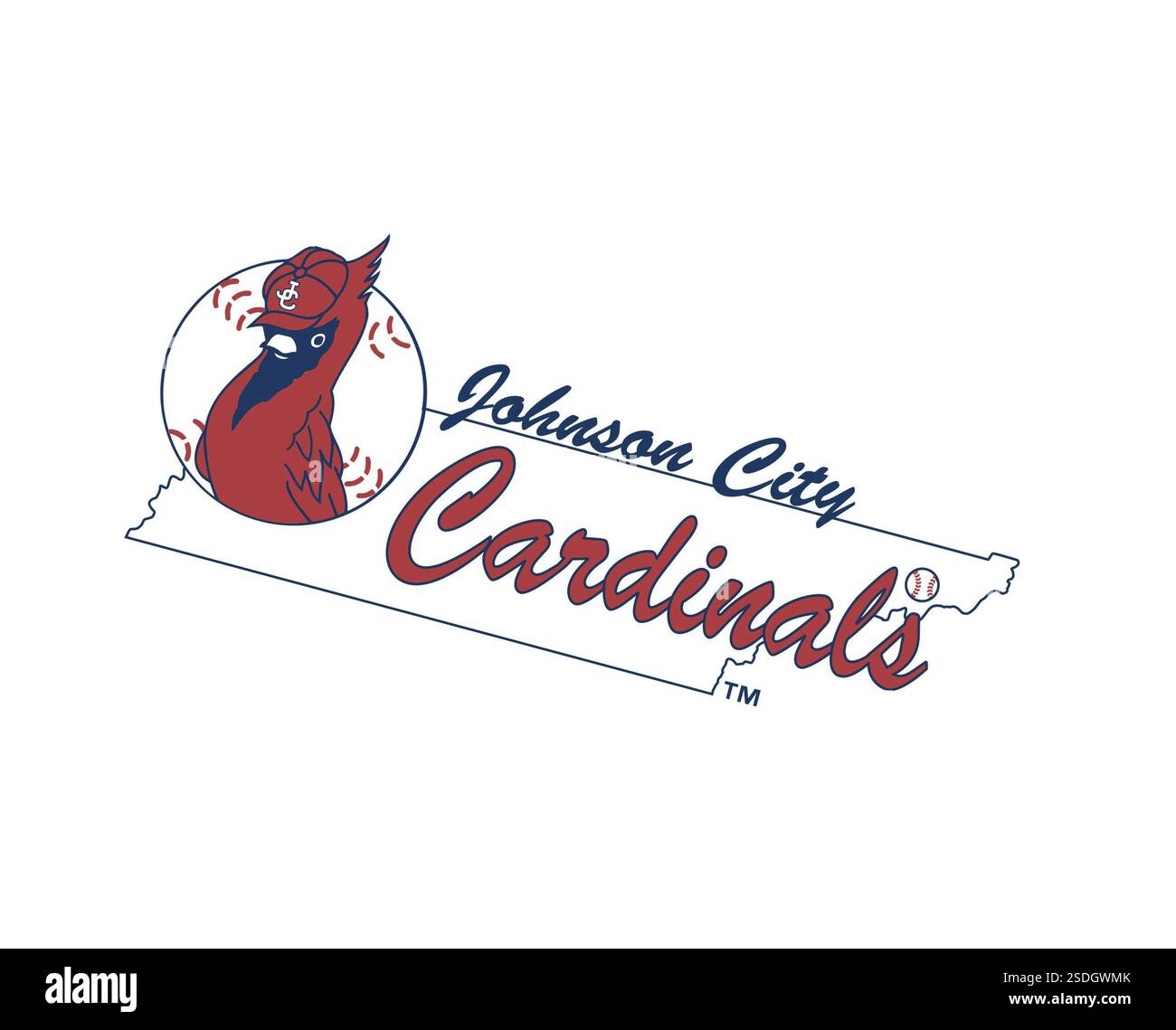 Rotated to right, Johnson City Cardinals Logo 1975, Baseball, Historic ...