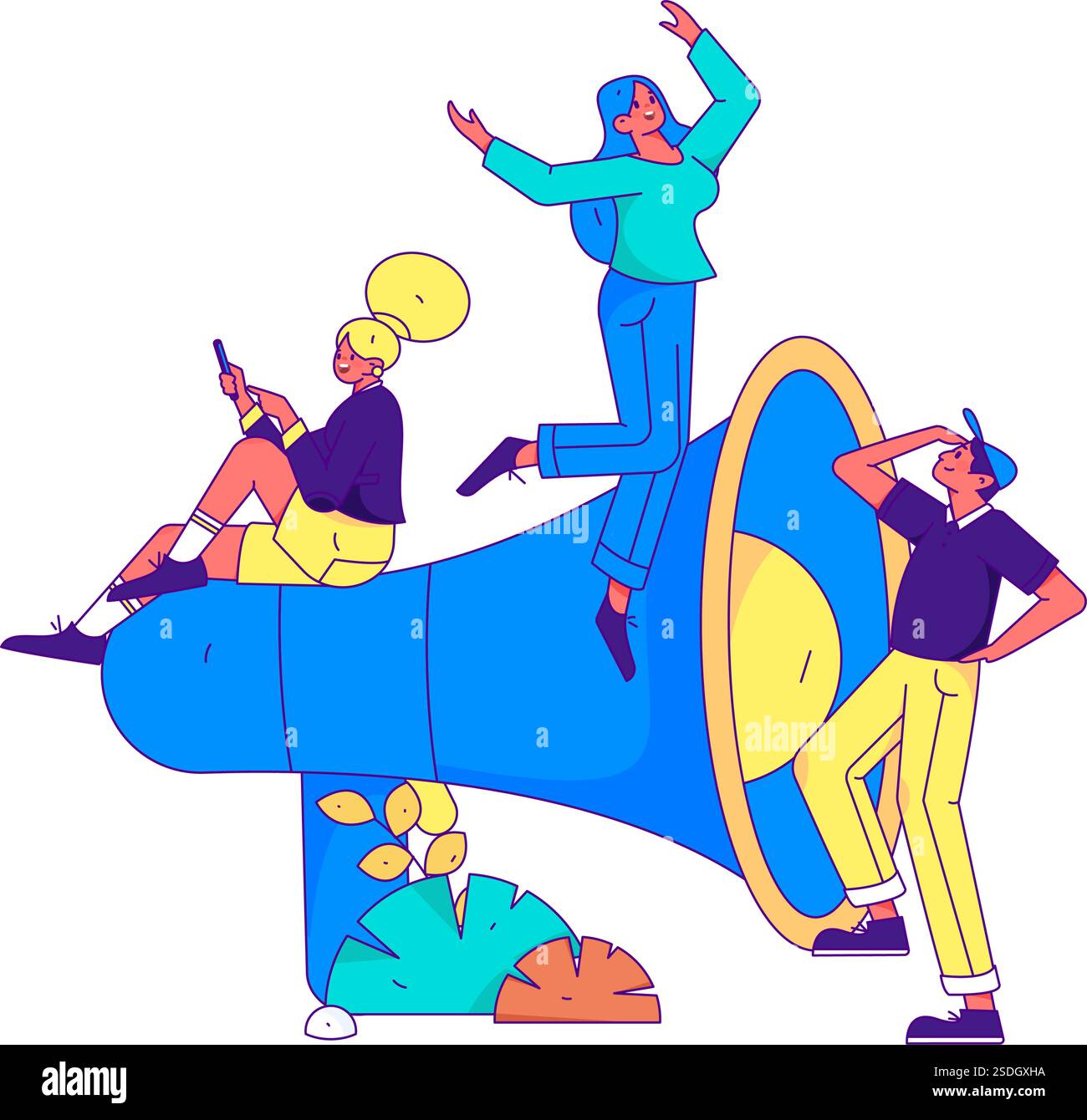 Notification announcement vector creative flat hand drawn illustration ...