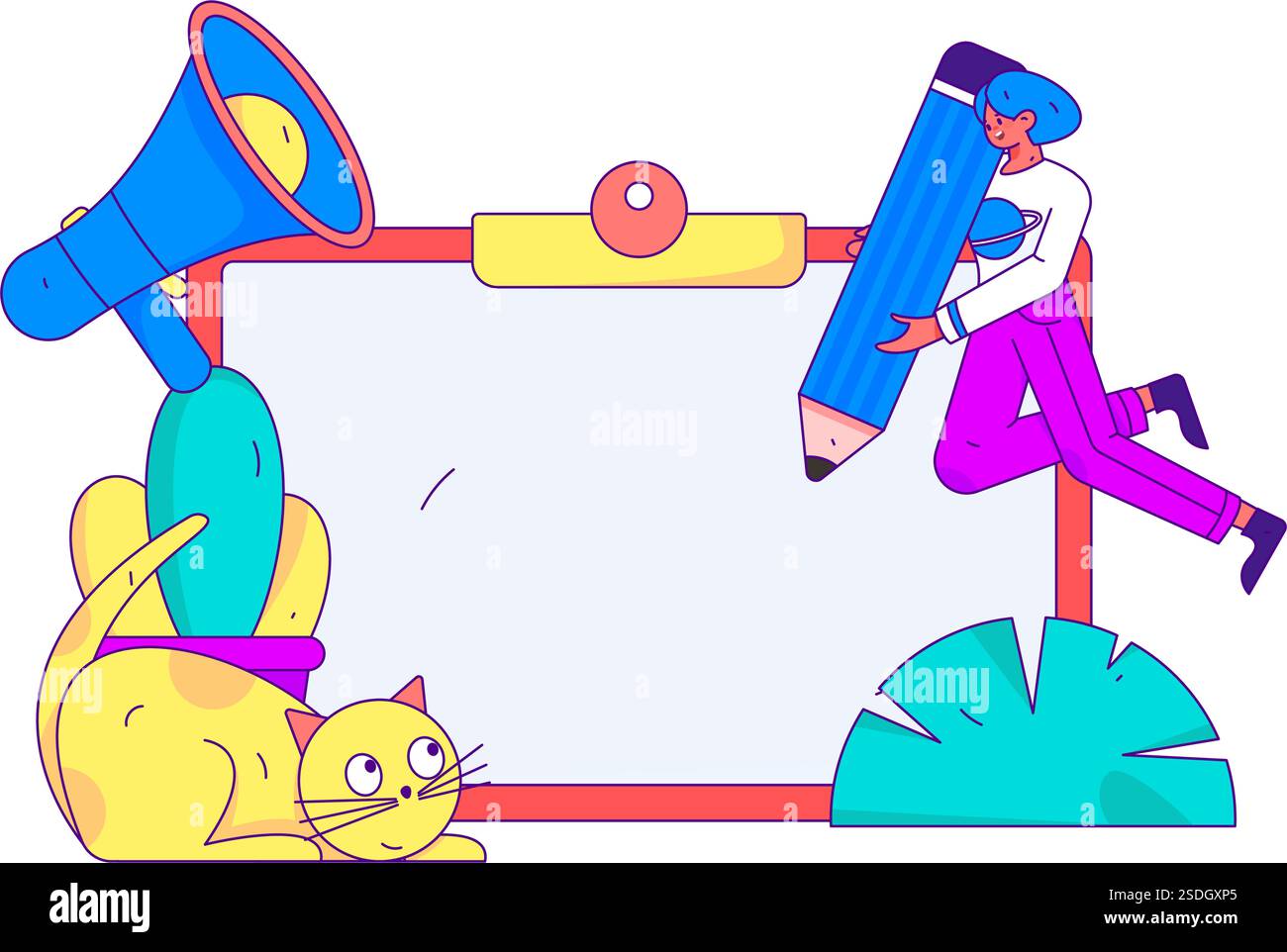 Notification announcement vector creative flat hand drawn illustration ...