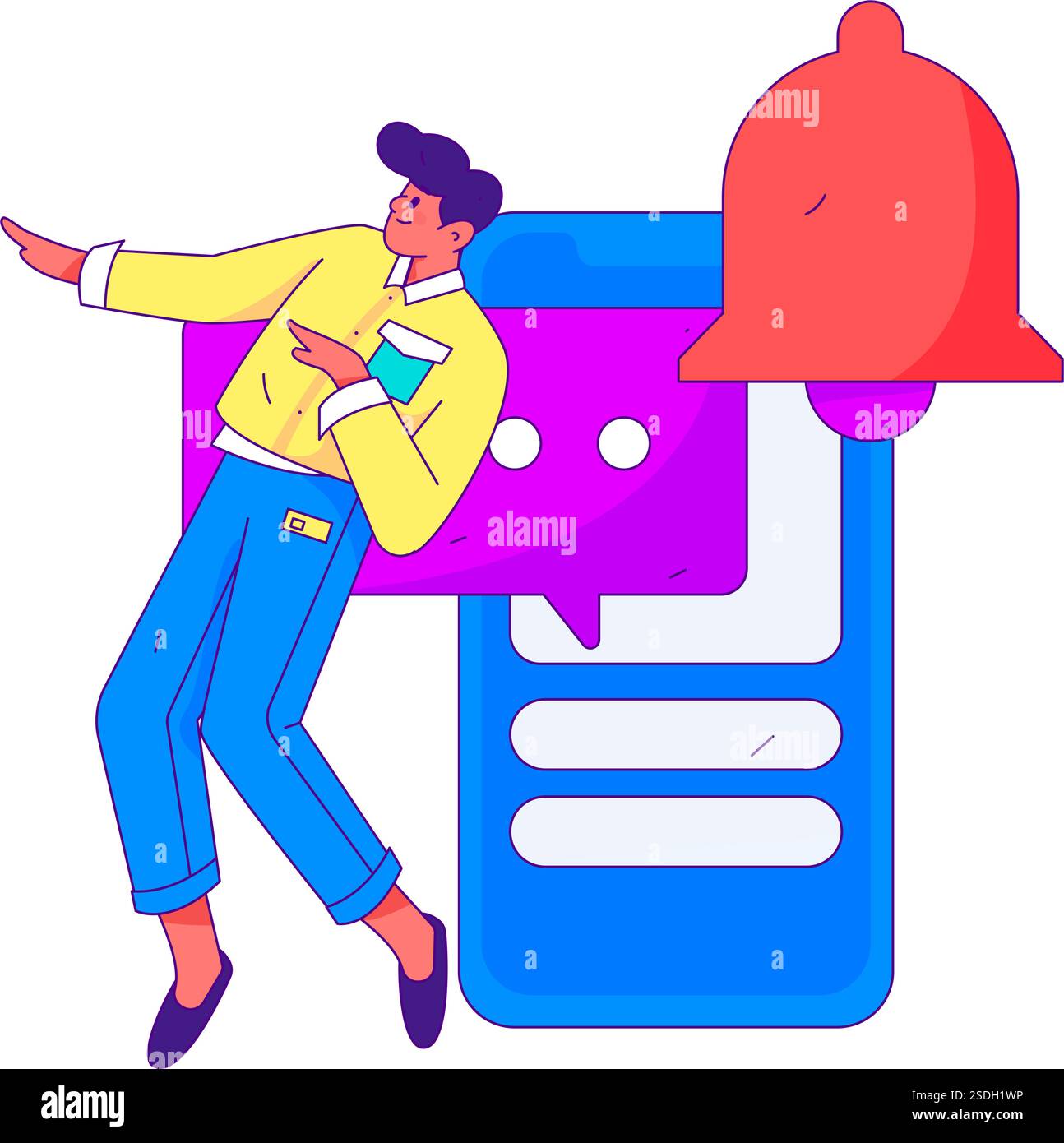 Notification announcement vector creative flat hand drawn illustration ...