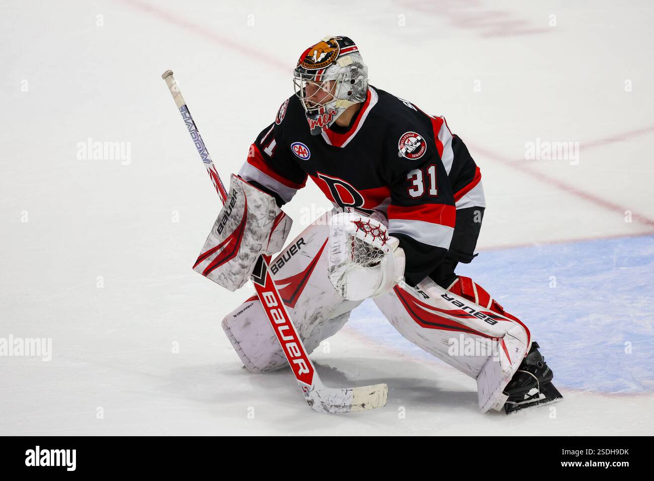 Rochester, New York, USA. 7th Feb, 2025. Belleville Senators goaltender ...
