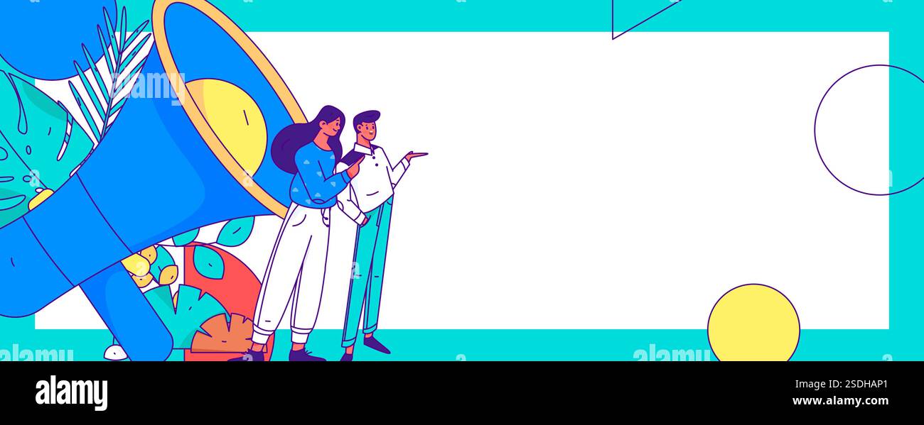 Notification announcement vector creative flat hand drawn illustration ...
