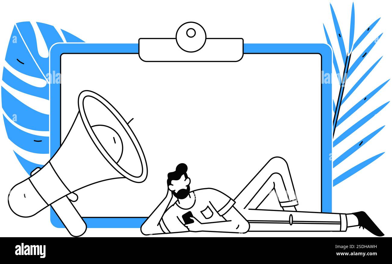 Notification announcement vector creative flat hand drawn illustration ...
