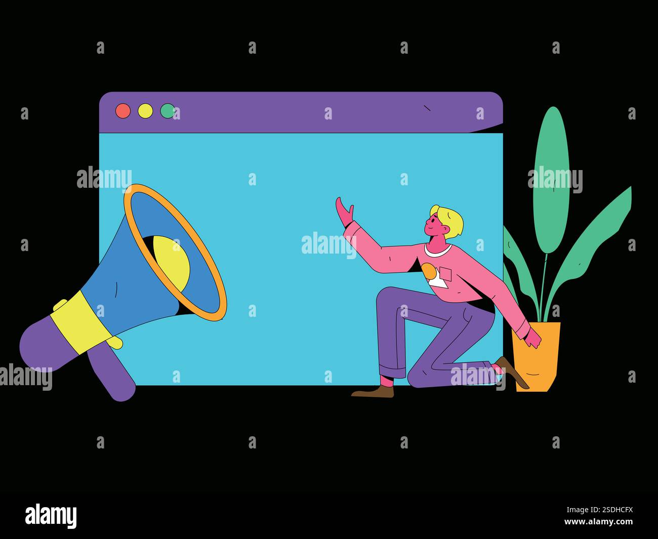 Notification announcement vector creative flat hand drawn illustration ...