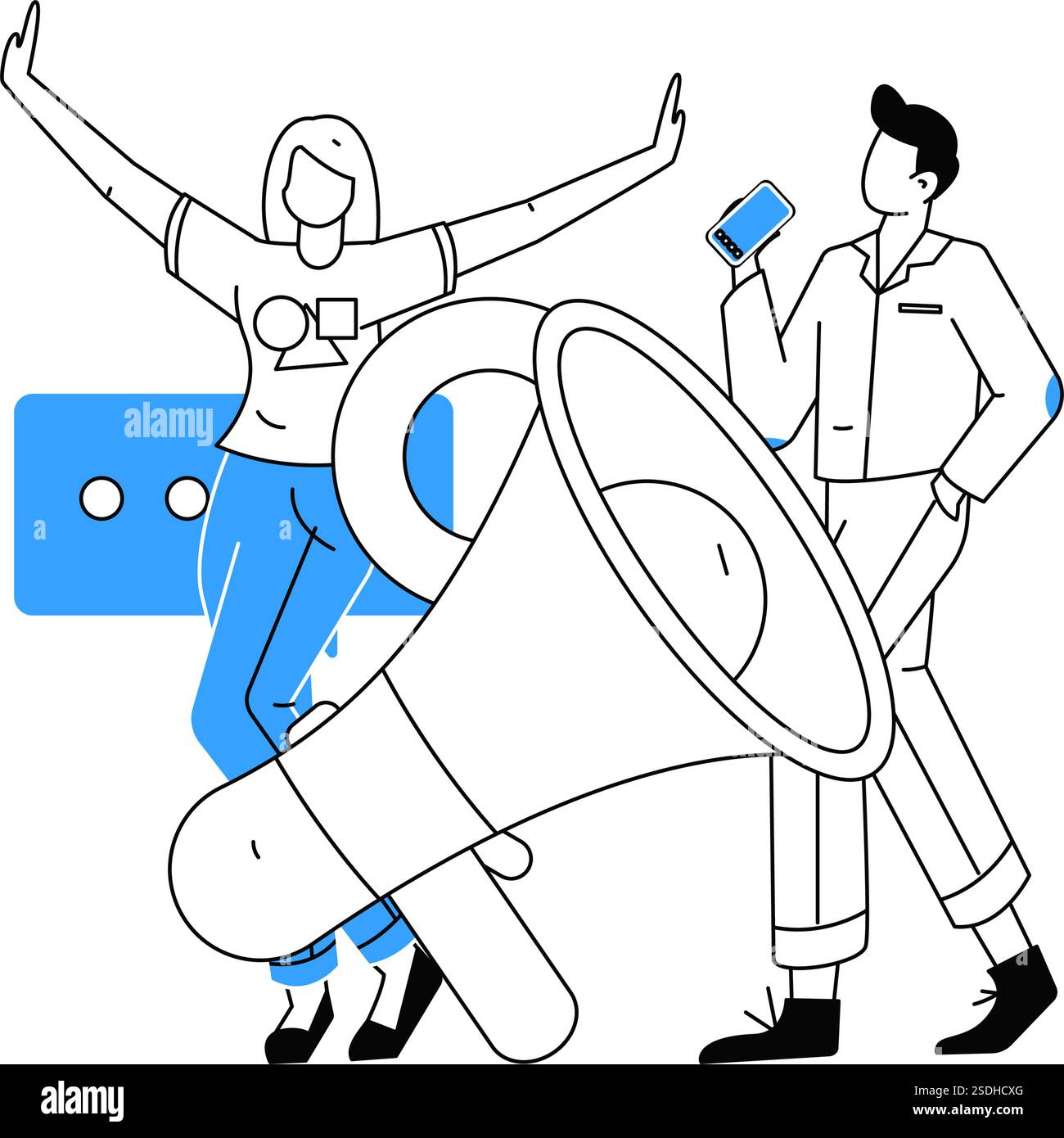 Notification announcement vector creative flat hand drawn illustration ...