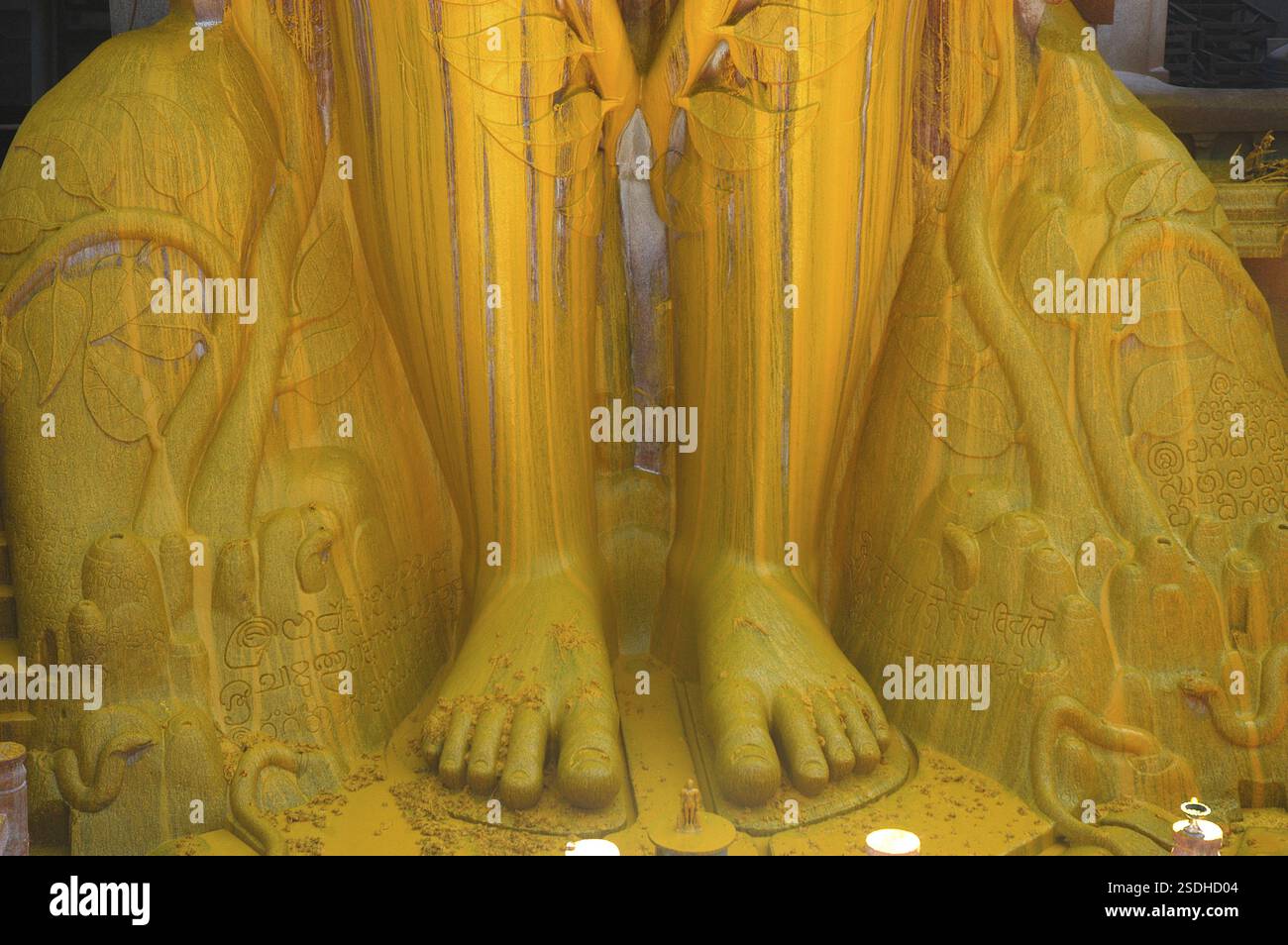 Foot of 57 feet high statue of lord Bahubali known as Gomateshvara ...