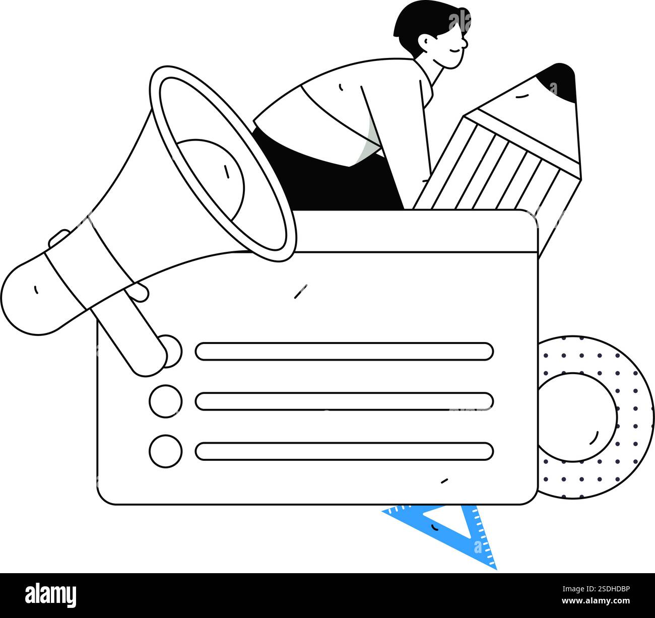 Notification announcement vector creative flat hand drawn illustration ...