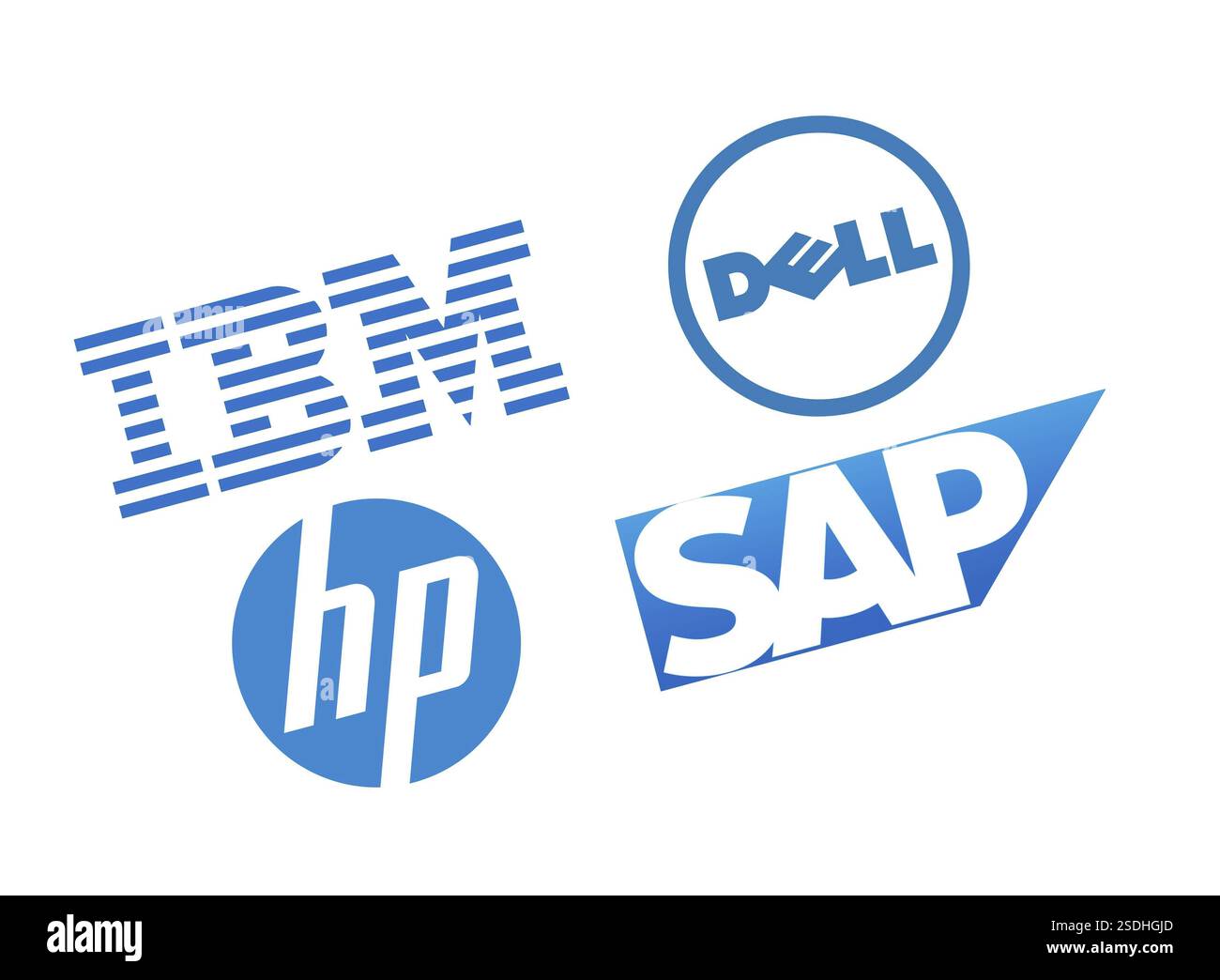 Turned to the left, IBM Dell HP SAP, Logo Stock Photo - Alamy
