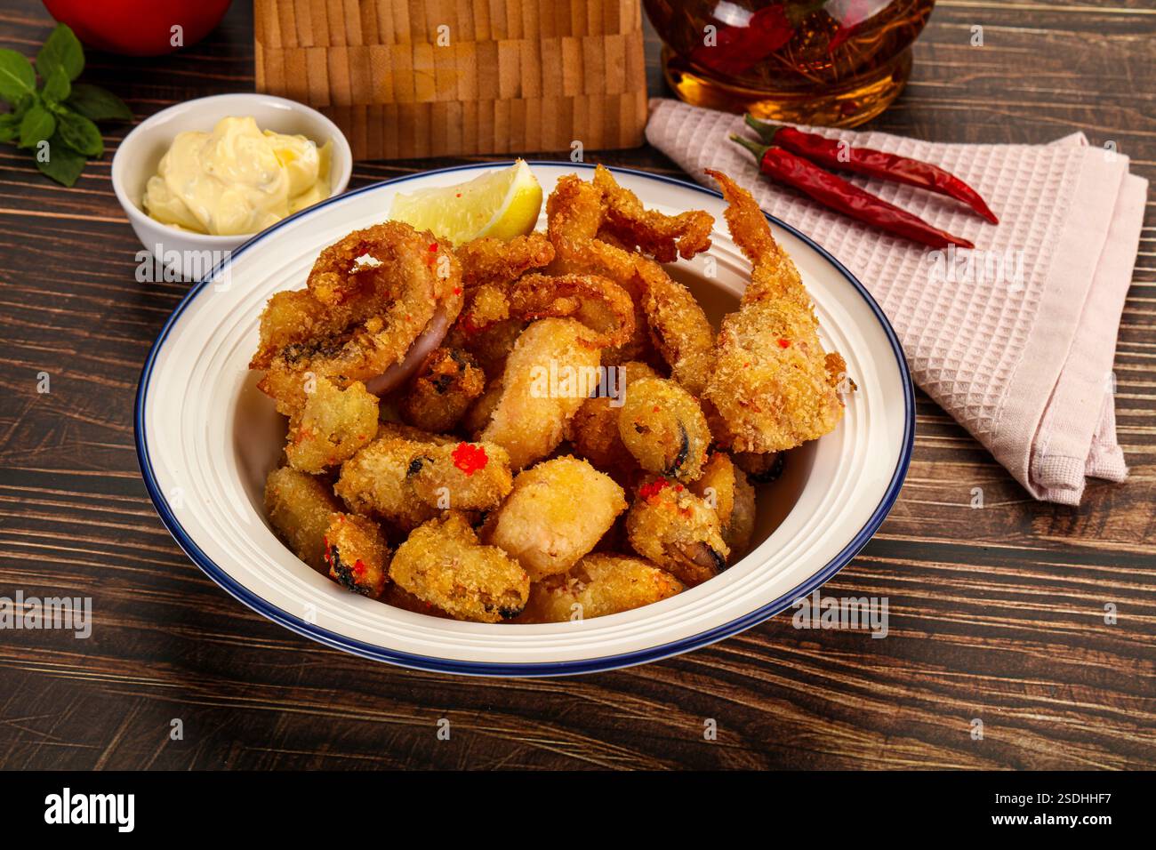 Fritto misto - deep fried seafood mix - calamari, prawn, fish, mussels ...