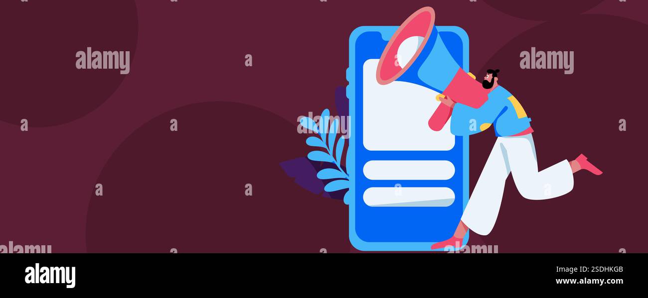 Notification announcement vector creative flat hand drawn illustration ...