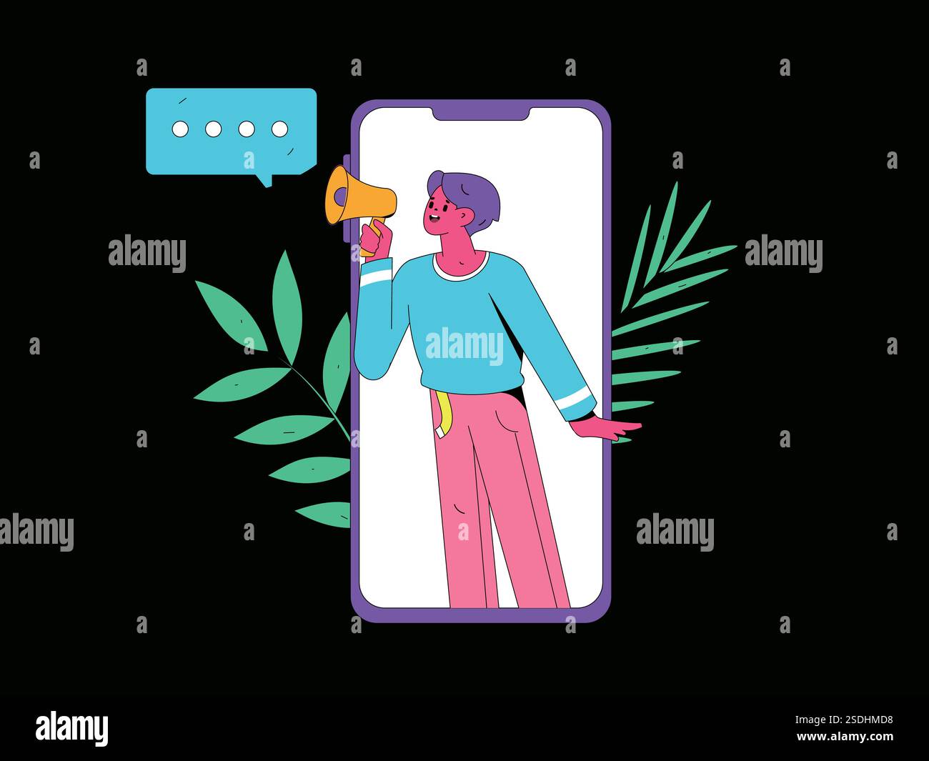 Notification announcement vector creative flat hand drawn illustration ...