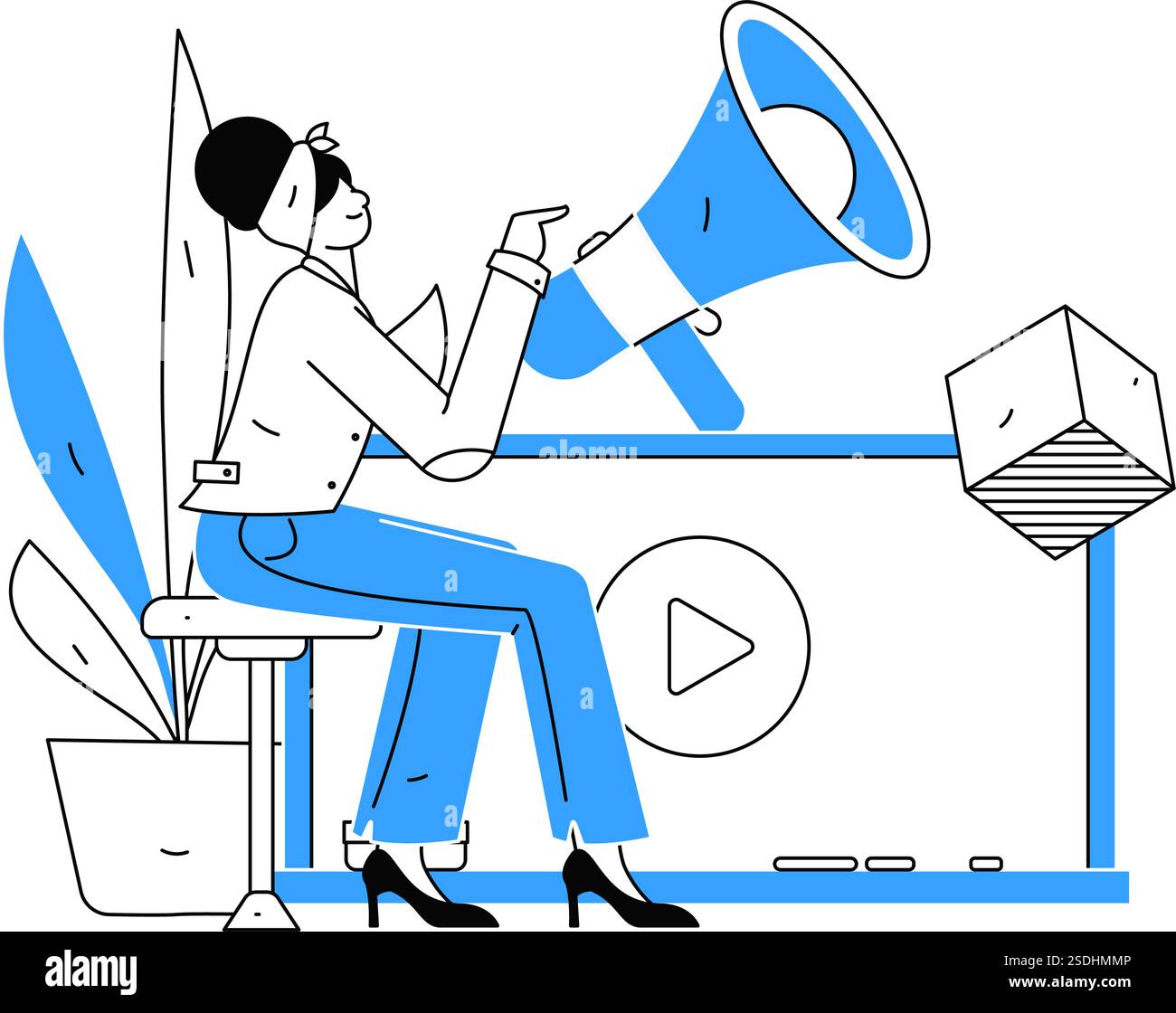 Notification announcement vector creative flat hand drawn illustration ...