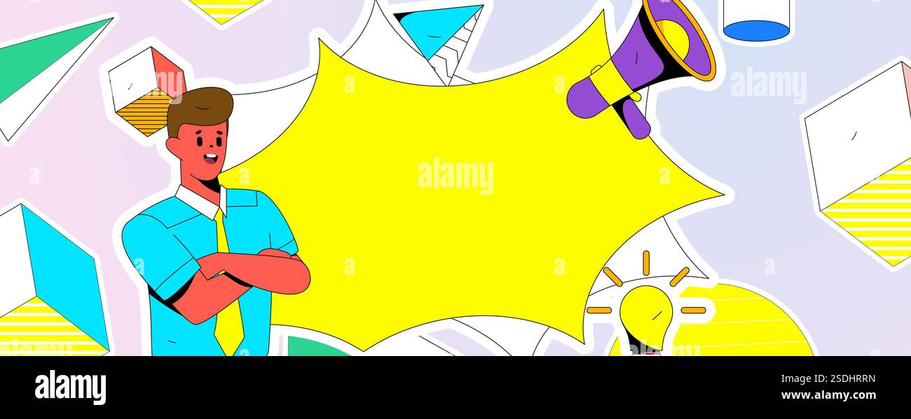 Notification announcement vector creative flat hand drawn illustration ...