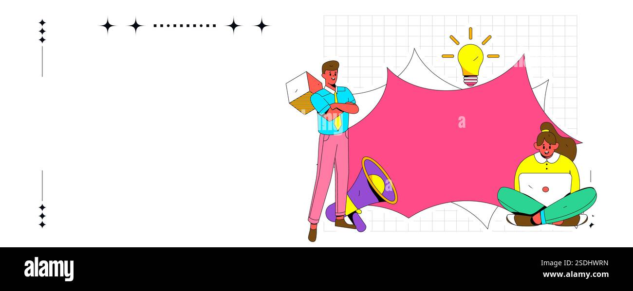 Notification announcement vector creative flat hand drawn illustration ...