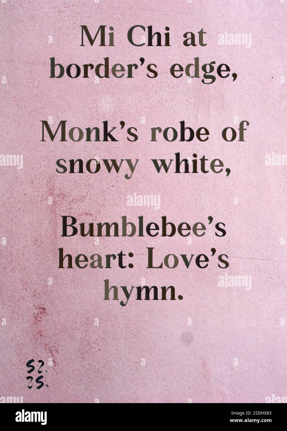 Mi Chi at border's edge, Monk's robe of snowy white, Bumblebee's heart ...