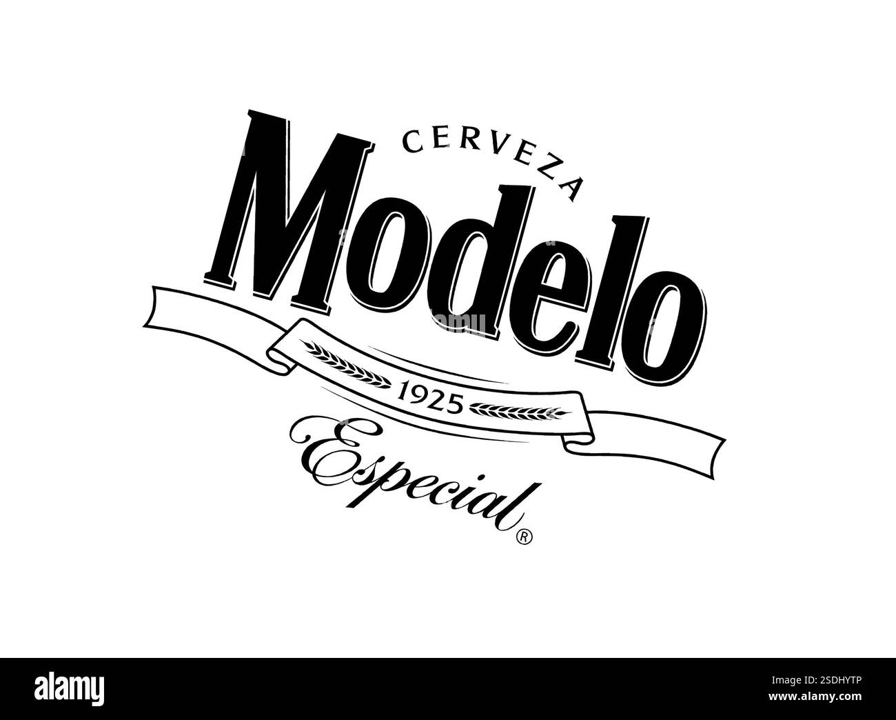 Rotated to right, Modelo Emblem, Drink, Logo Stock Photo - Alamy