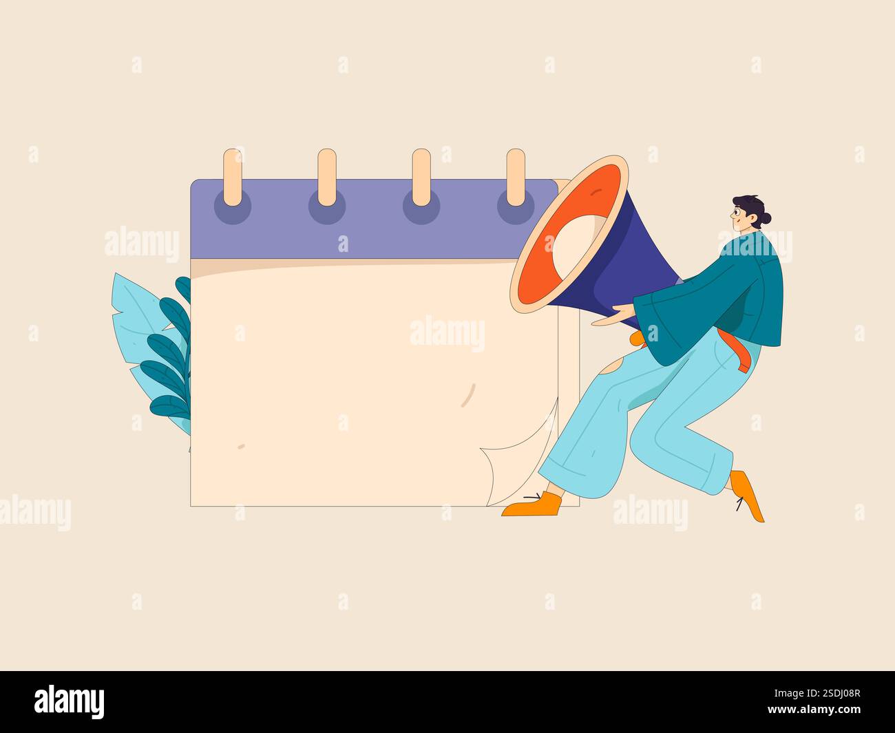 Notification announcement vector creative flat hand drawn illustration ...