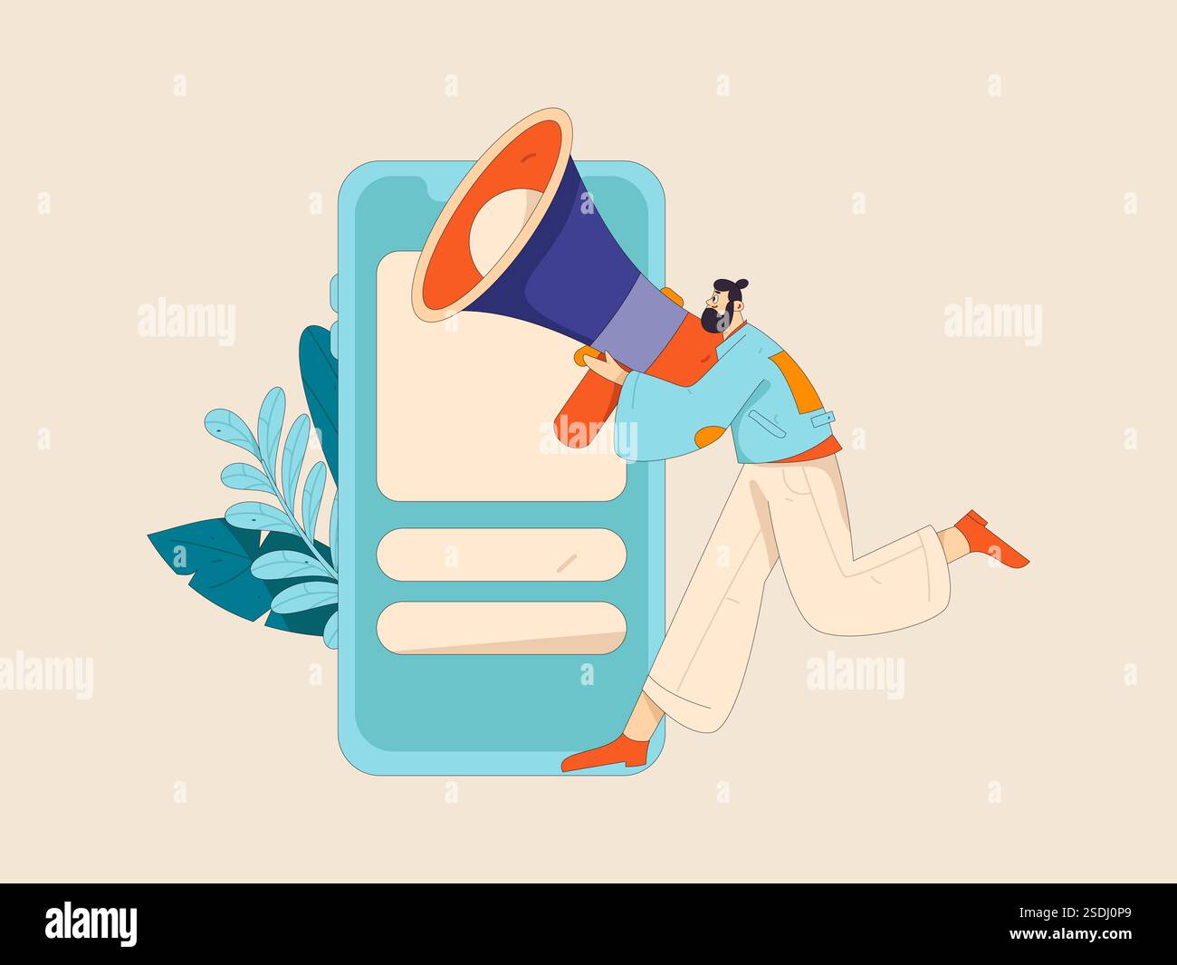 Notification announcement vector creative flat hand drawn illustration ...