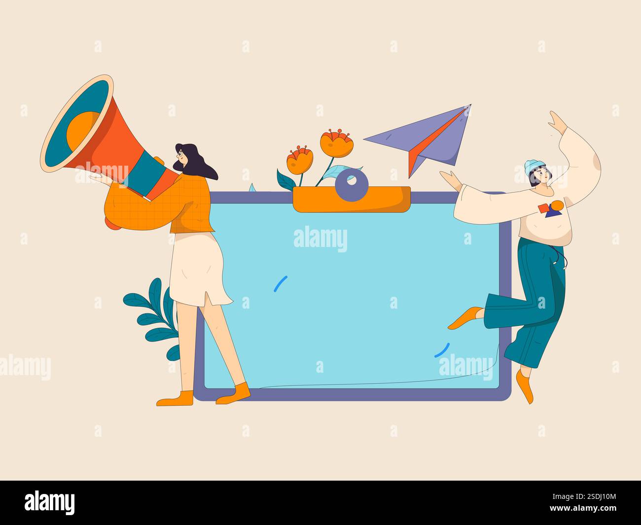 Notification announcement vector creative flat hand drawn illustration ...
