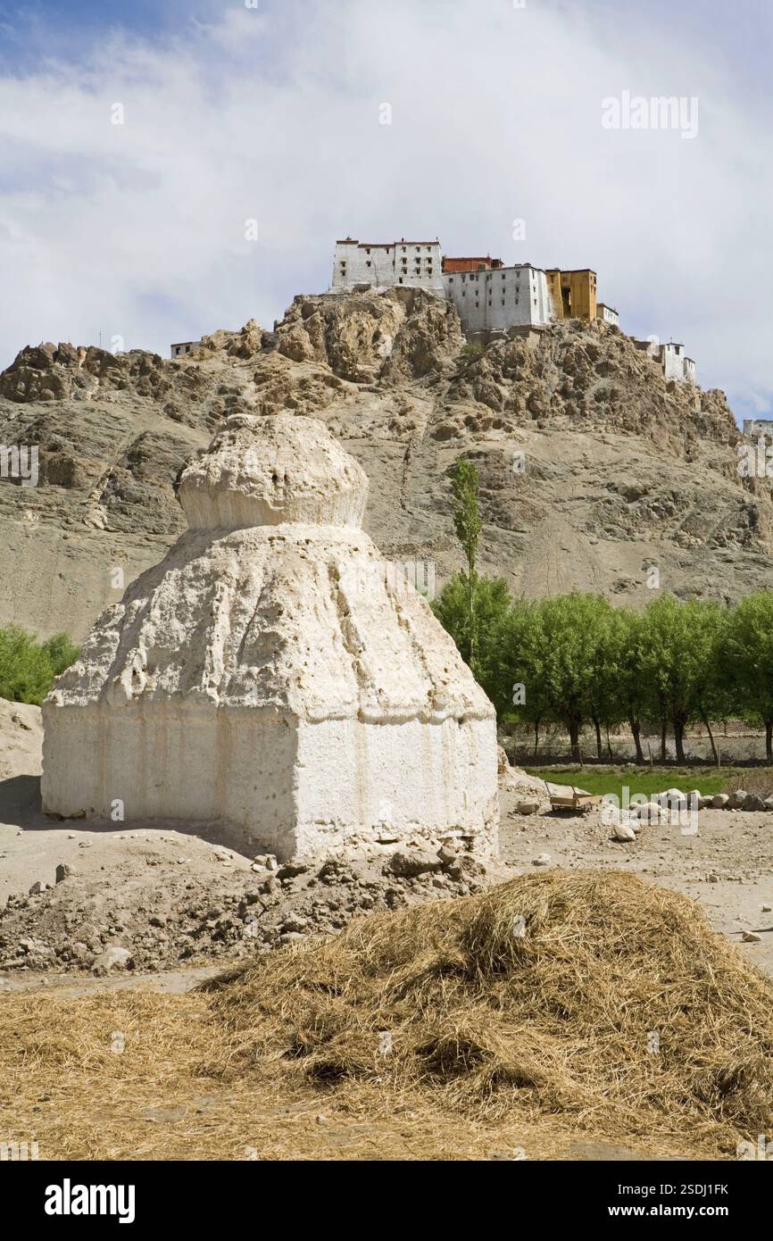 Side view of impressive Thiksey Buddhist Monastery rising from ...