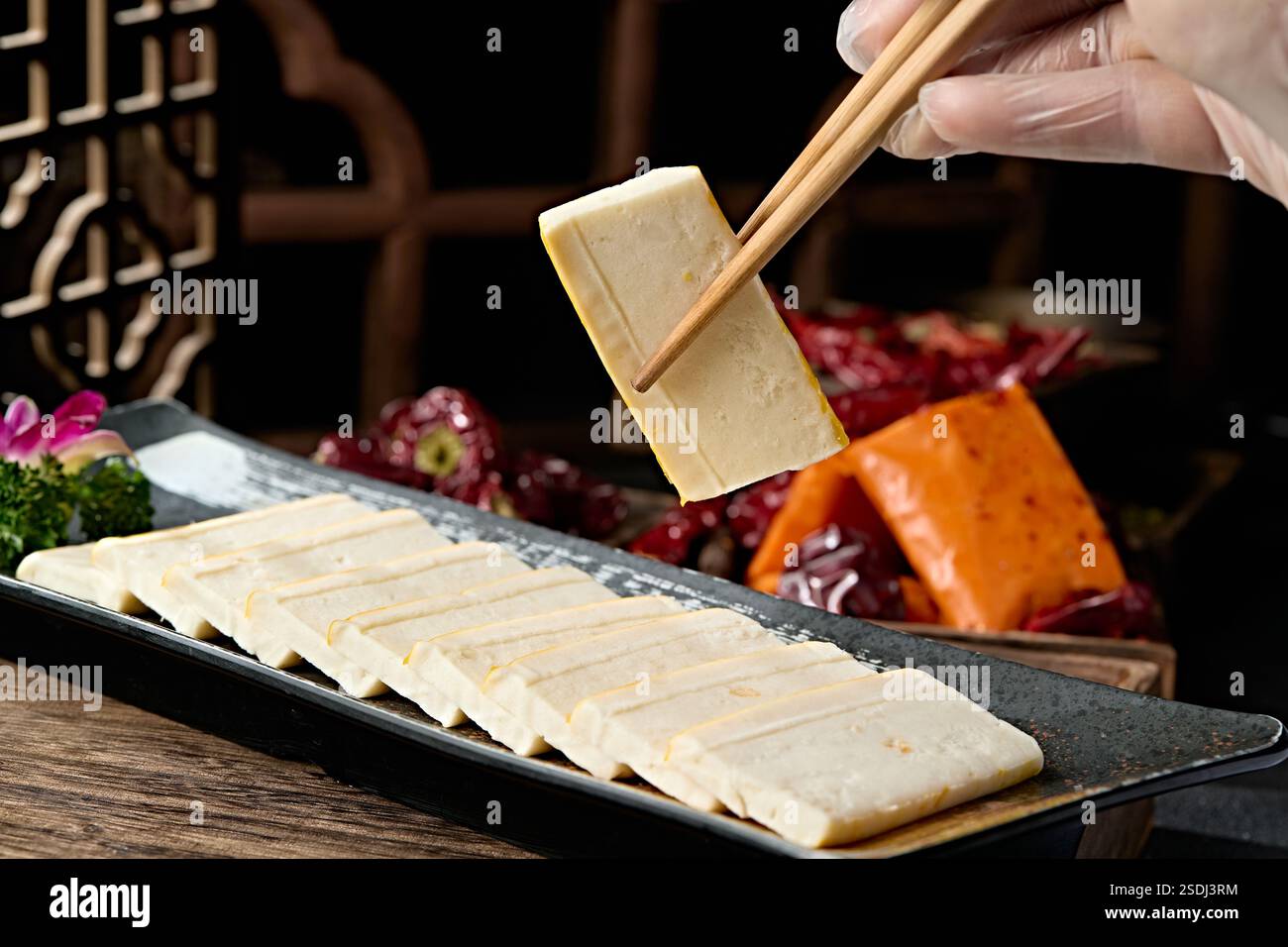 Hot pot ingredients tofu fish cake slices Stock Photo - Alamy