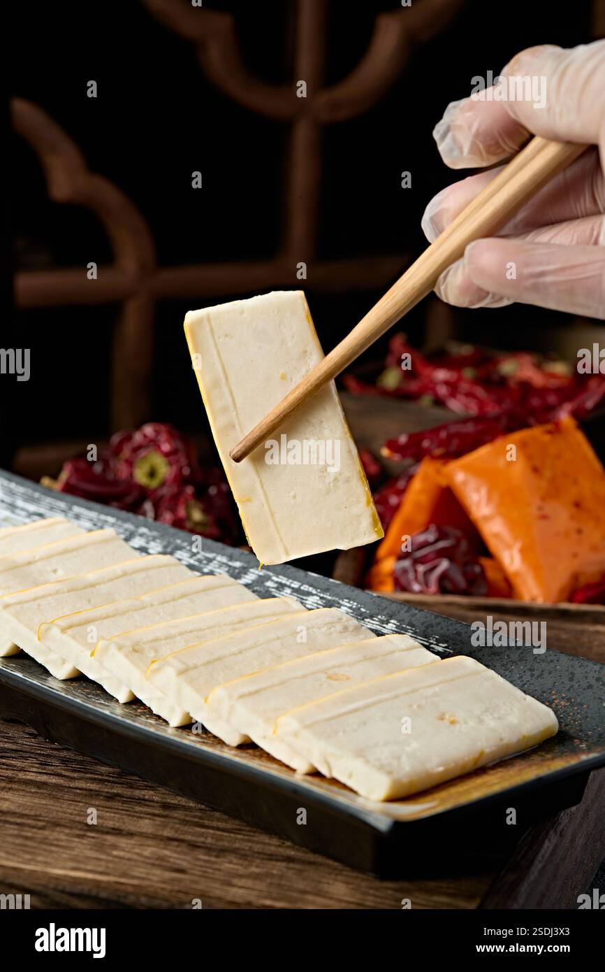 Hot pot ingredients tofu fish cake slices Stock Photo - Alamy
