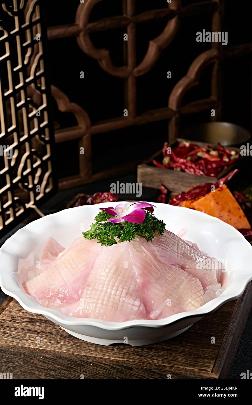 Sichuan and Chongqing hot pot ingredients fresh squid body squid plate ...
