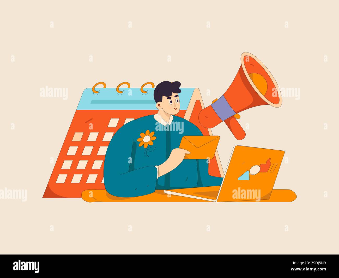 Notification announcement vector creative flat hand drawn illustration ...