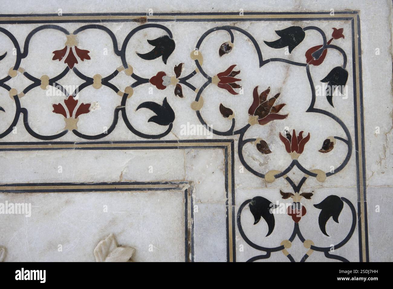 Marble inlay work of interlocking designs on wall of Taj Mahal Seventh ...