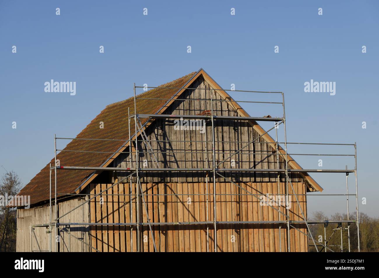 Renovation of a barn, building industry, construction, construction ...