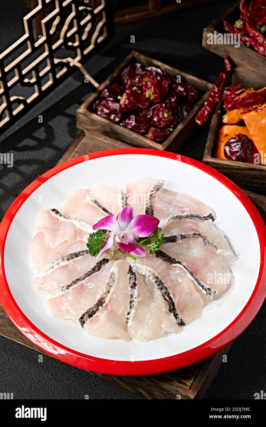 Sichuan and Chongqing hot pot ingredients fresh grass carp fillet Stock ...