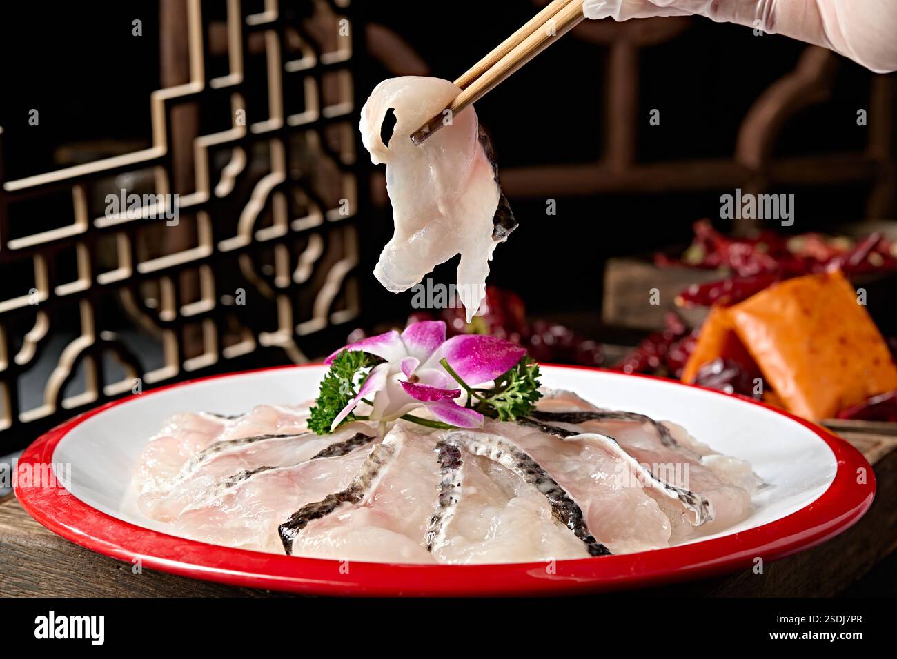 Sichuan and Chongqing hot pot ingredients fresh grass carp fillet Stock ...