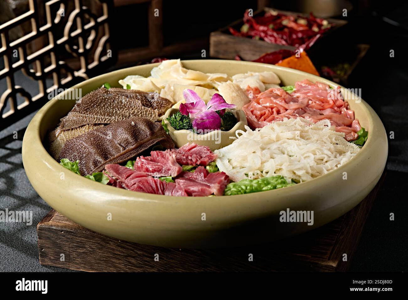 Hot pot ingredients Five Blessings Meat Dishes Platter Stock Photo - Alamy