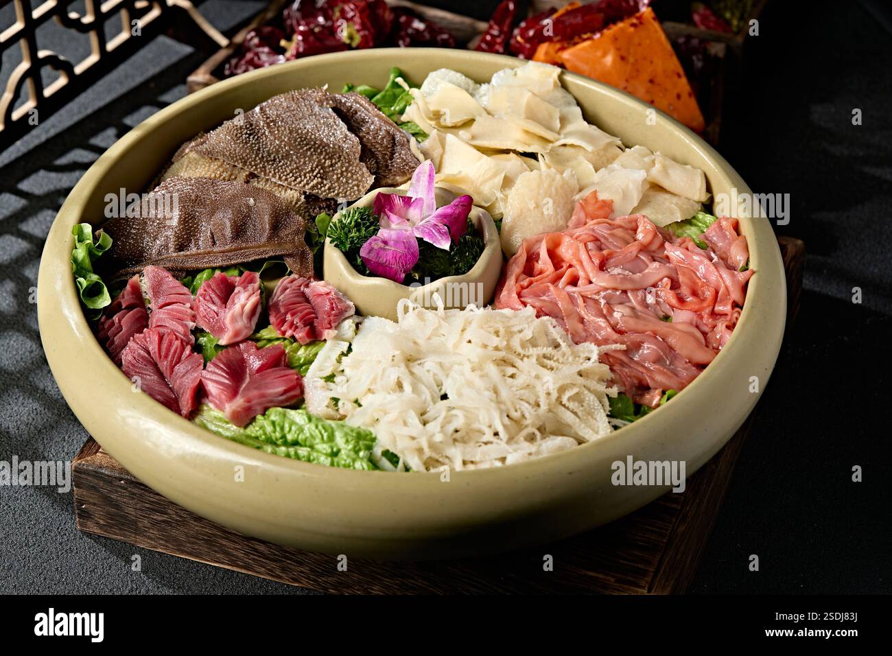 Hot pot ingredients Five Blessings Meat Dishes Platter Stock Photo - Alamy