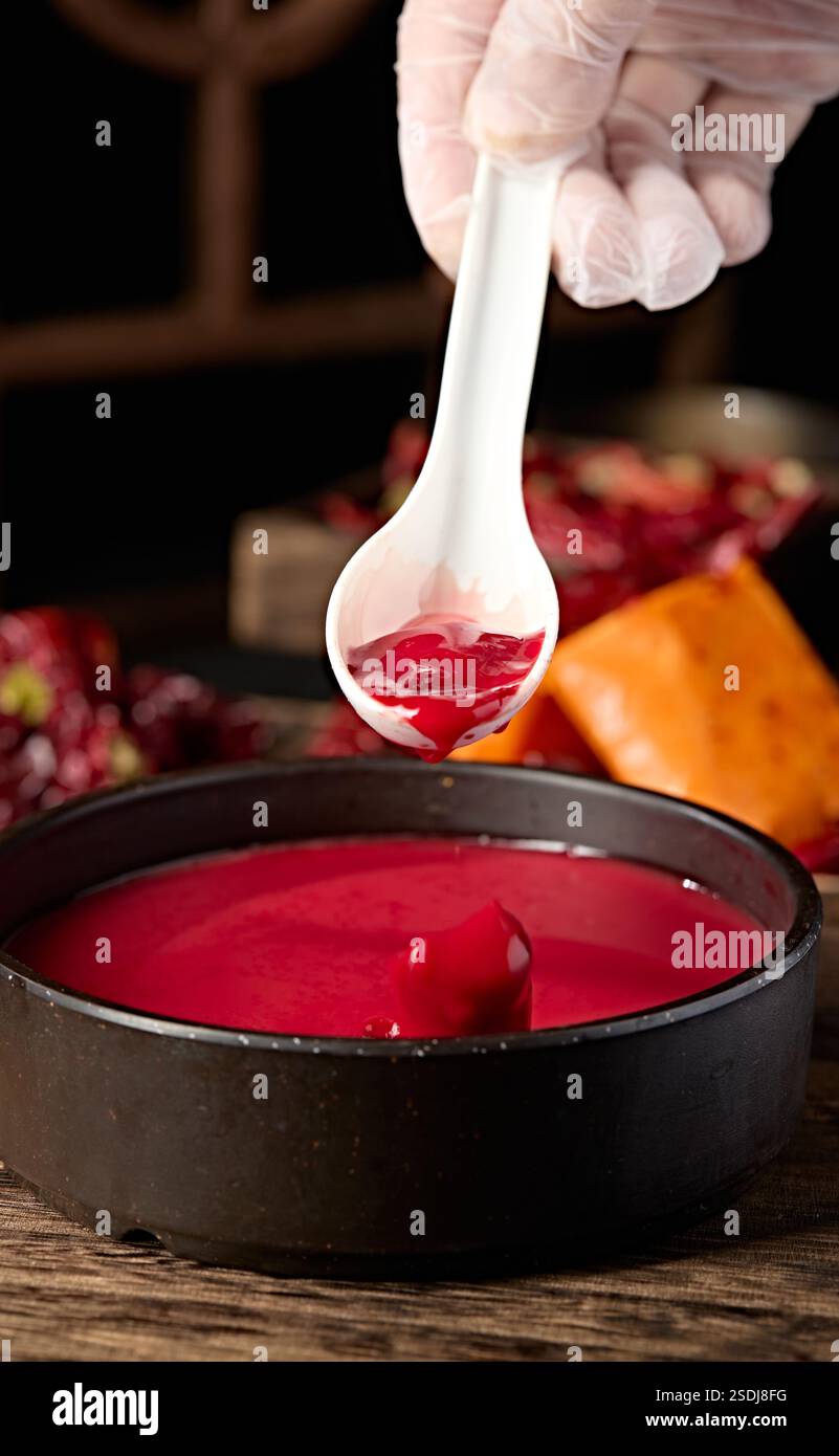 Sichuan and Chongqing hot pot ingredients fresh duck blood Stock Photo ...