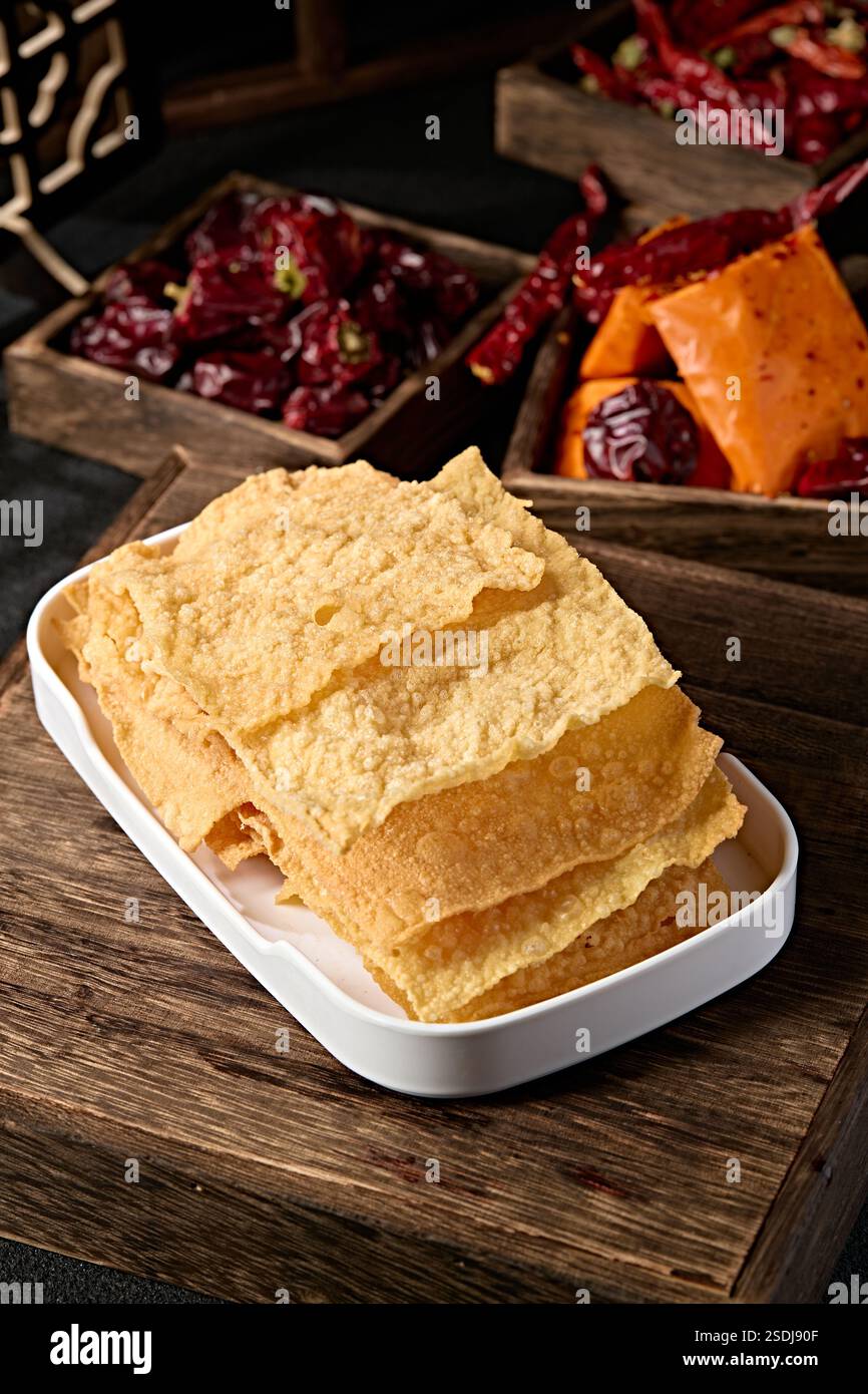 Hot pot ingredients fried bean curd skin Stock Photo - Alamy