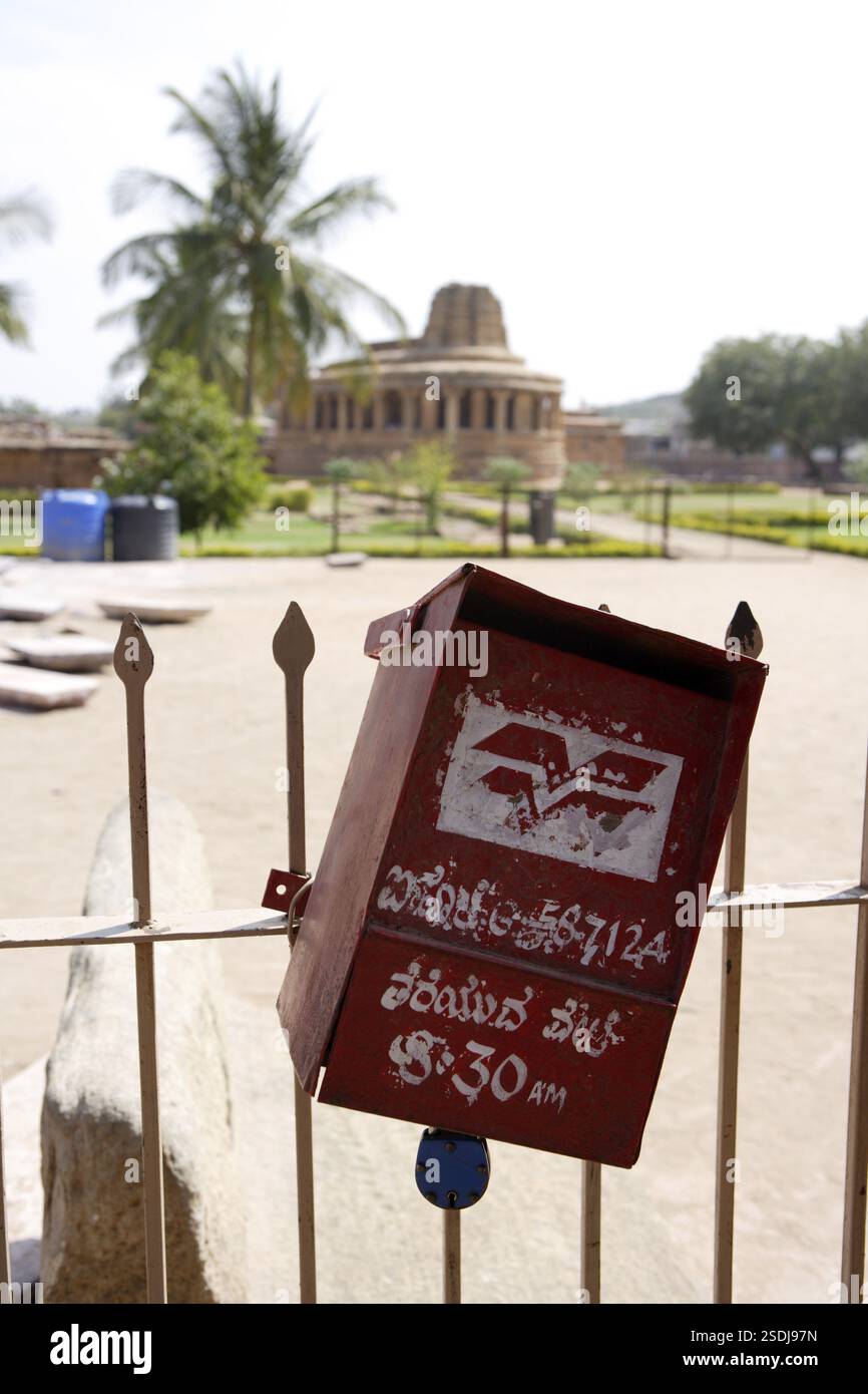 Post box in background Durga temple, early western Chalukya, District ...