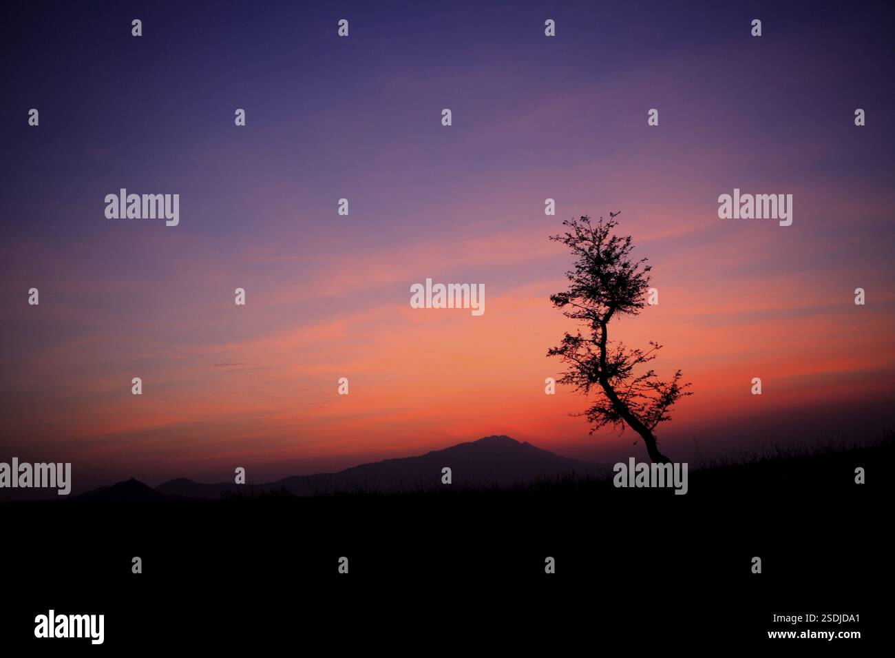 Sunset and mountain, Village Talegaon, District Pune, Maharashtra ...