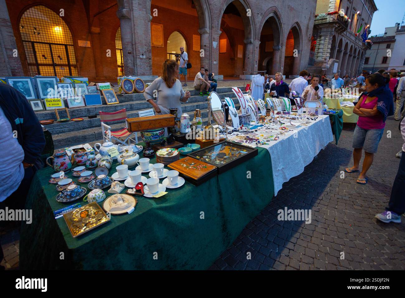 RIMINI, ITALY - JUNE 27, 2014: Flea market at the old square in Rimini ...
