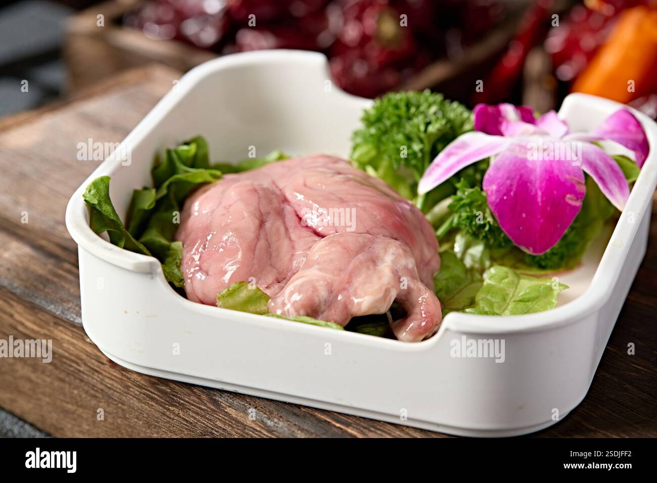 Hot pot ingredients fresh pig brain Stock Photo - Alamy