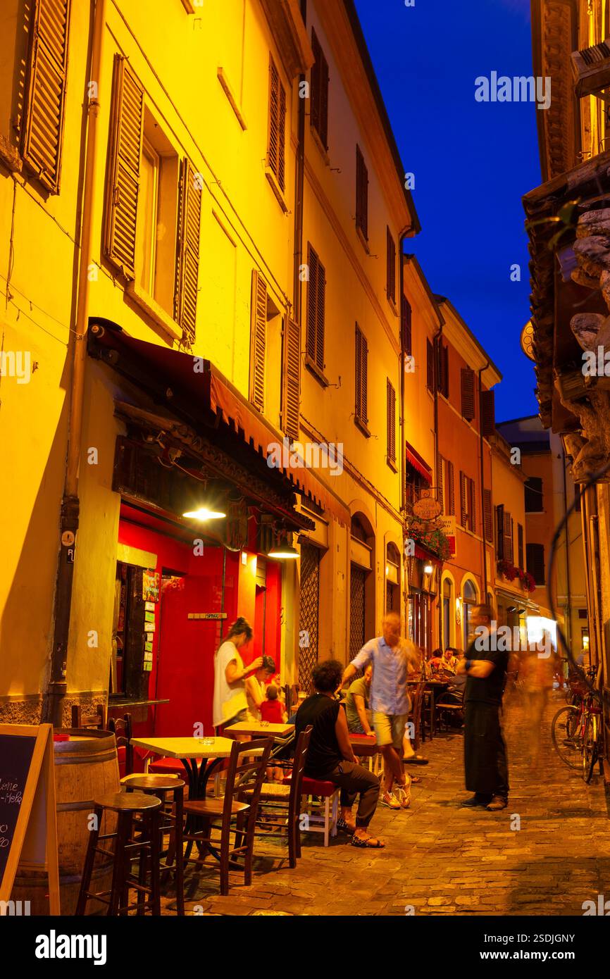 RIMINI, ITALY - JUNE 27, 2014: Street in the old town at night Stock ...
