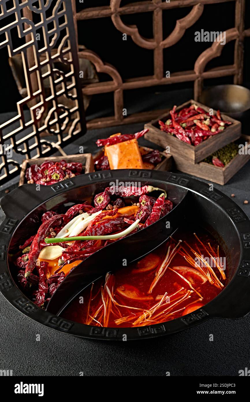 Sichuan and Chongqing hot pot, spicy hot pot, tomato hot pot Stock ...